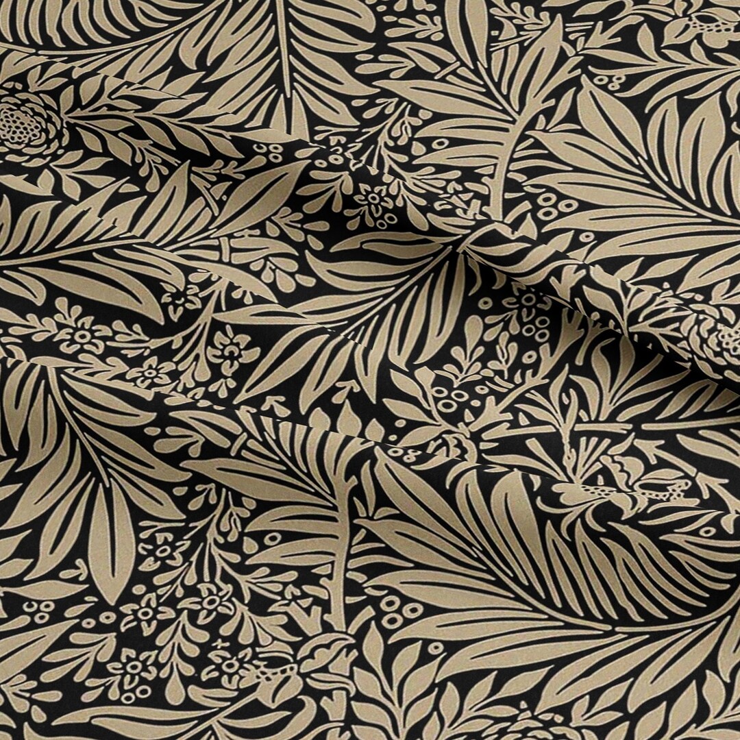 William Morris Fabric Larkspur Ebony Black Floral Craft Fabric Material ...