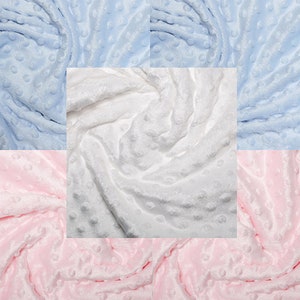 Dimple Fleece Fabric Super Soft Cuddle Fleece Baby Blanket Material by the Metre PINK WHITE BLUE ...