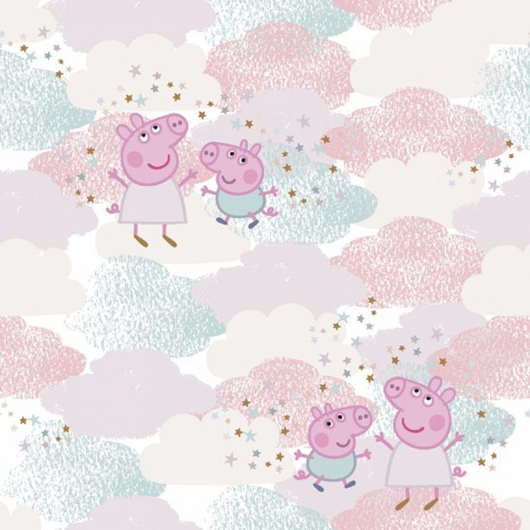 Nutex Fabric Peppa Pig Fully Licensed Material Pale Pink Background ...