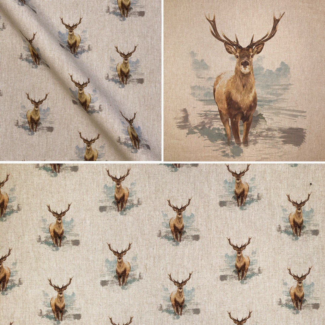 Majestic Stag Fabric Linen Look Cotton Rich Cushion Panels - Etsy UK