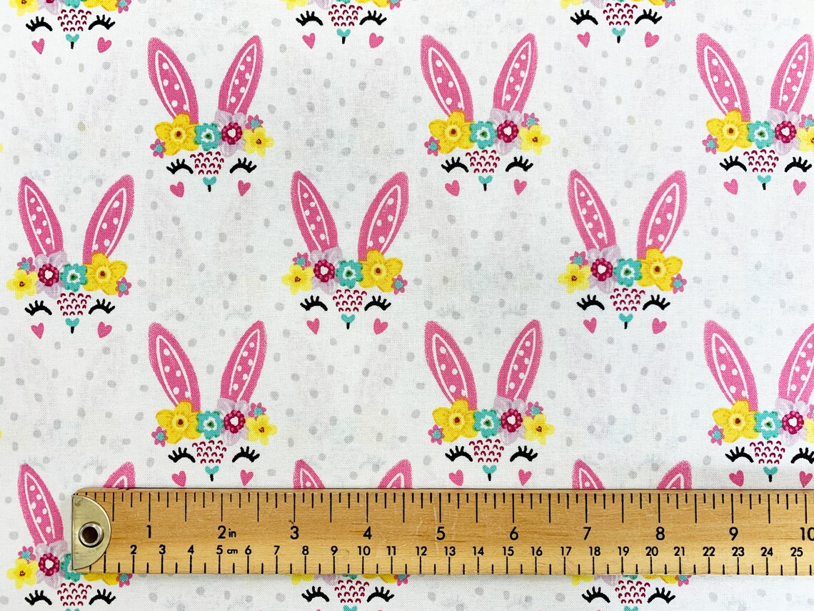 Easter Fabric Cotton Print Baby Lambs Bunny Spring Flowers | Etsy