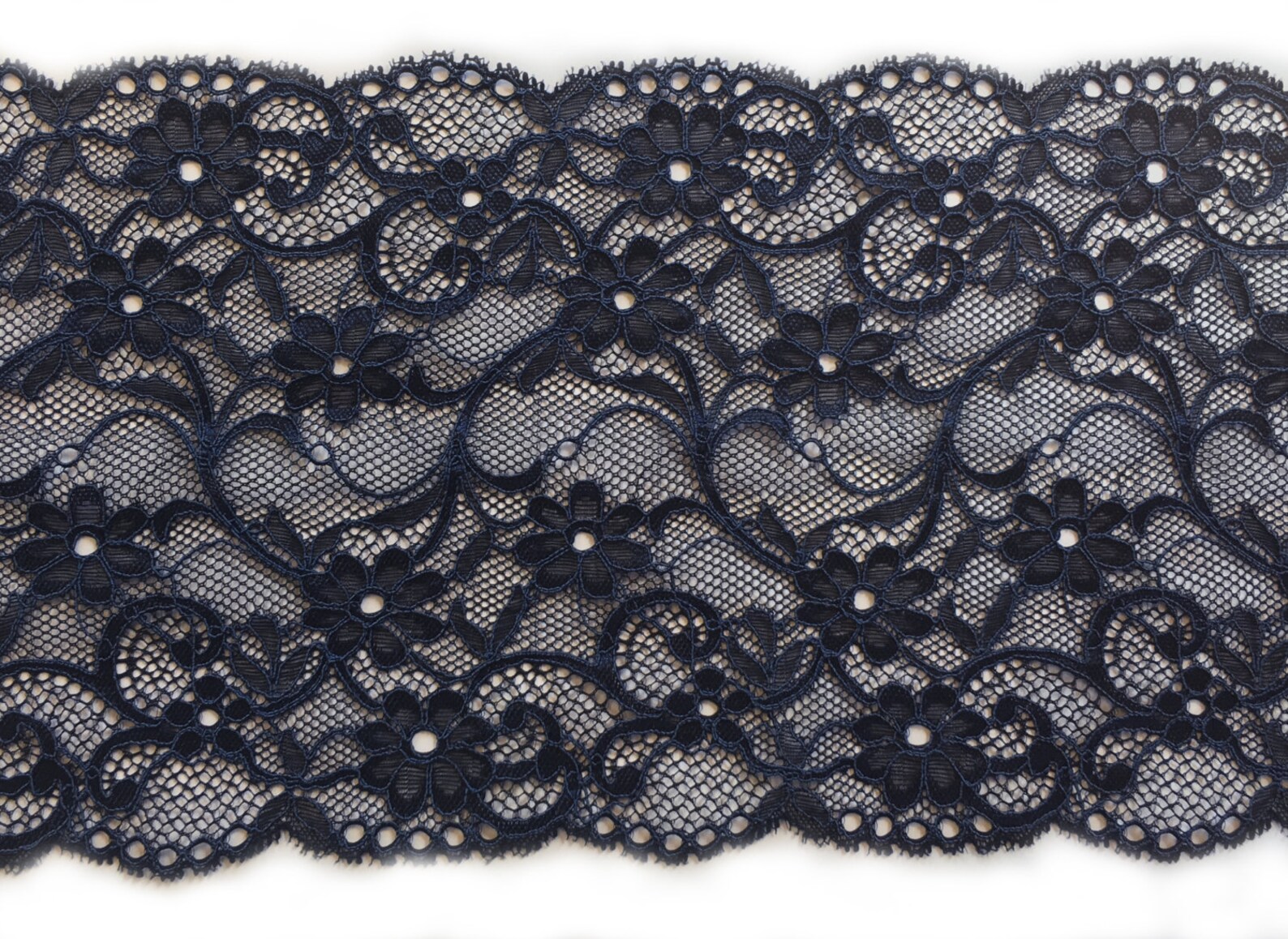 Beautiful Navy Blue Wide Soft Stretch Lace Trim 6.5 / - Etsy