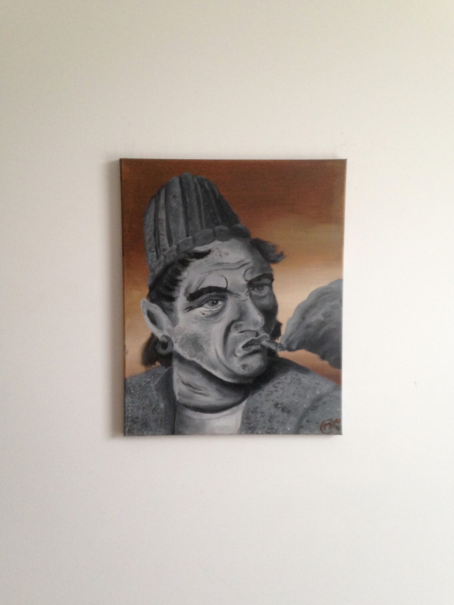 Portrait de gangster monochrome, 16 x 20, toile, 2014 - Etsy Canada