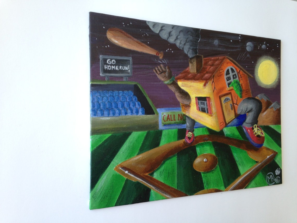 Homerun, 9 X 12, Canvas Panel, 2016 - Etsy