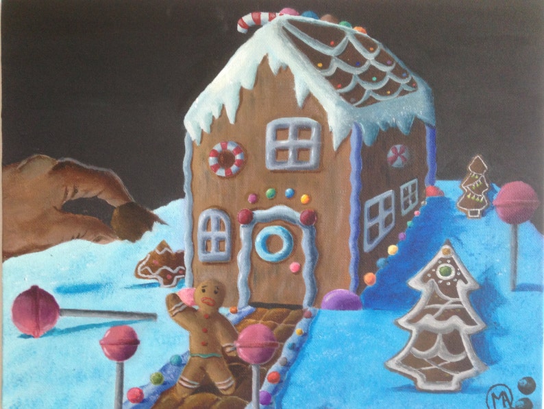 Gingerbread House Being Destroyed, 11" X 14", Canvas Panel, 2015 - Etsy ...