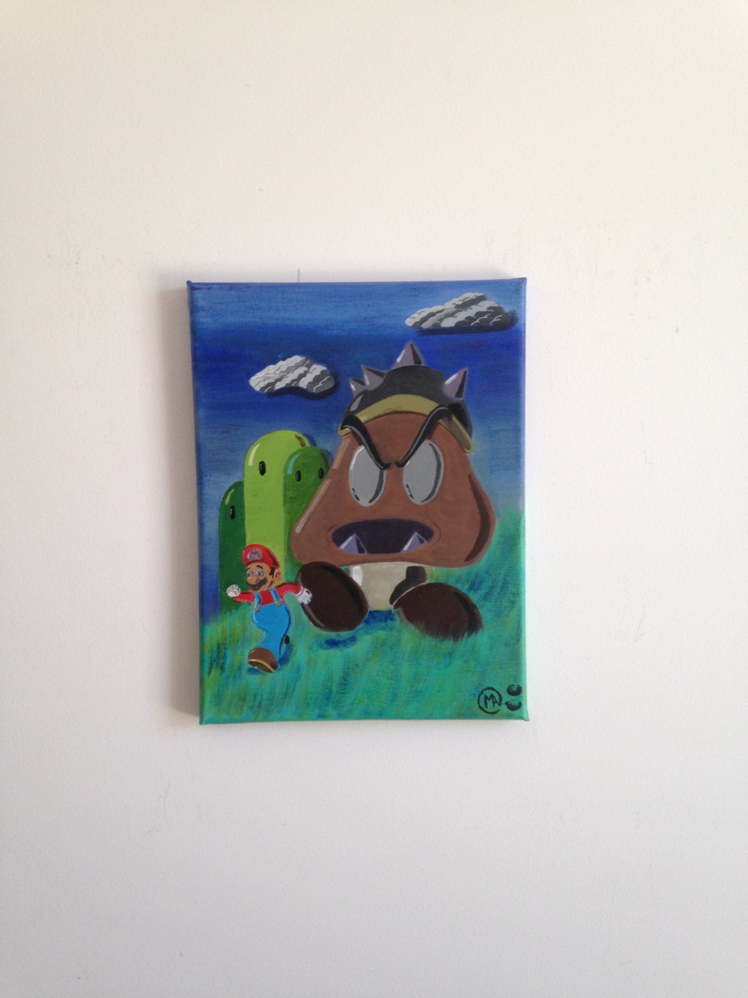 Retro Goomba Chasing Mario, 9" X 12", Canvas - Etsy