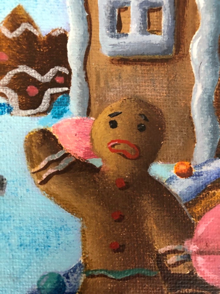 Gingerbread House Being Destroyed, 11" X 14", Canvas Panel, 2015 - Etsy ...