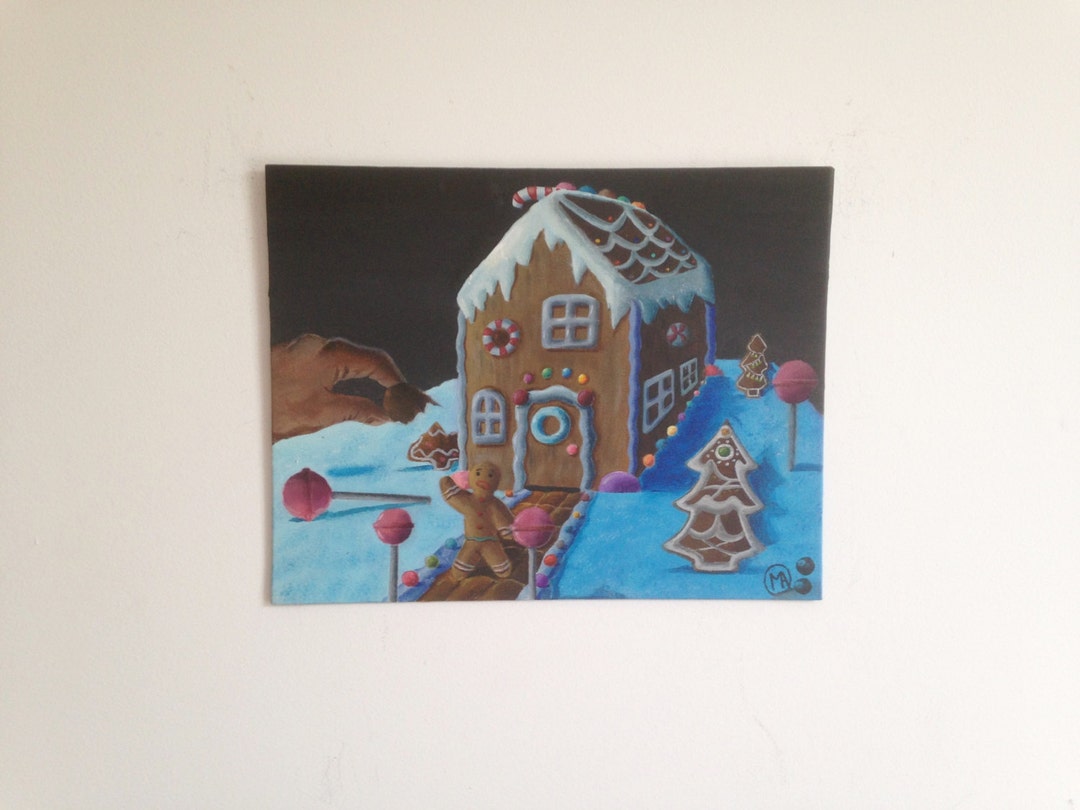 Gingerbread House Being Destroyed, 11" X 14", Canvas Panel, 2015 - Etsy