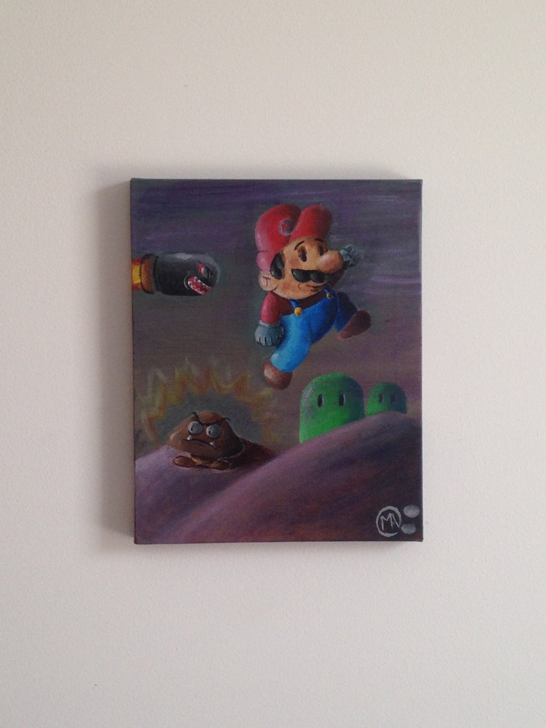 Mario Stomps on Goomba, 8" X 10", Canvas, 2015 - Etsy