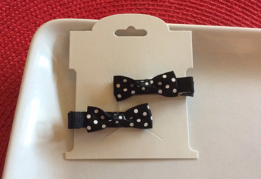 Black and White Mini Bows Adorning Black Ribbon Lined Small Alligator ...