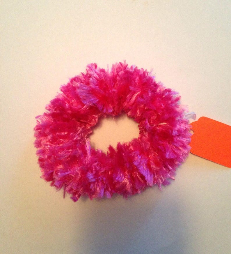 Hot Pink Scrunchie, Ponytail or Bun Cover, Dance Bun, Fun Fur Hand ...