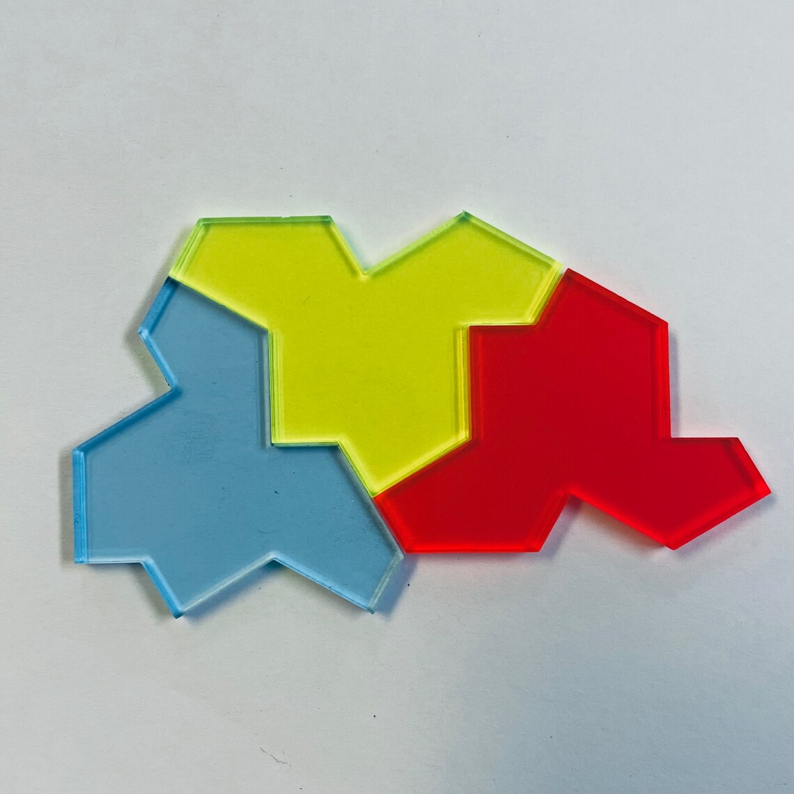 Einstein Shape the Hat Acrylic Puzzle Pieces (10) Blue Green Pink Glow ...