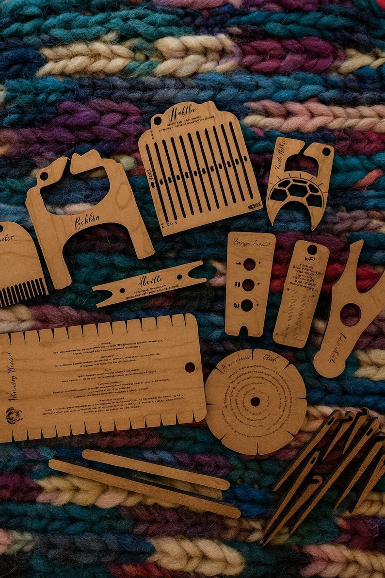 Weaving Mega‑set - Mini Loom Tools: Cards, Needles, Heddle, Shuttle - Etsy