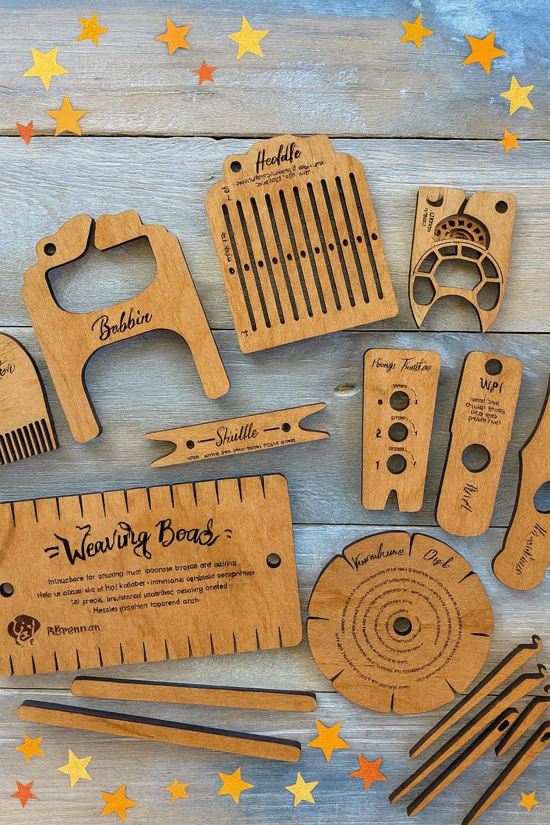 Weaving Mega‑set - Mini Loom Tools: Cards, Needles, Heddle, Shuttle - Etsy
