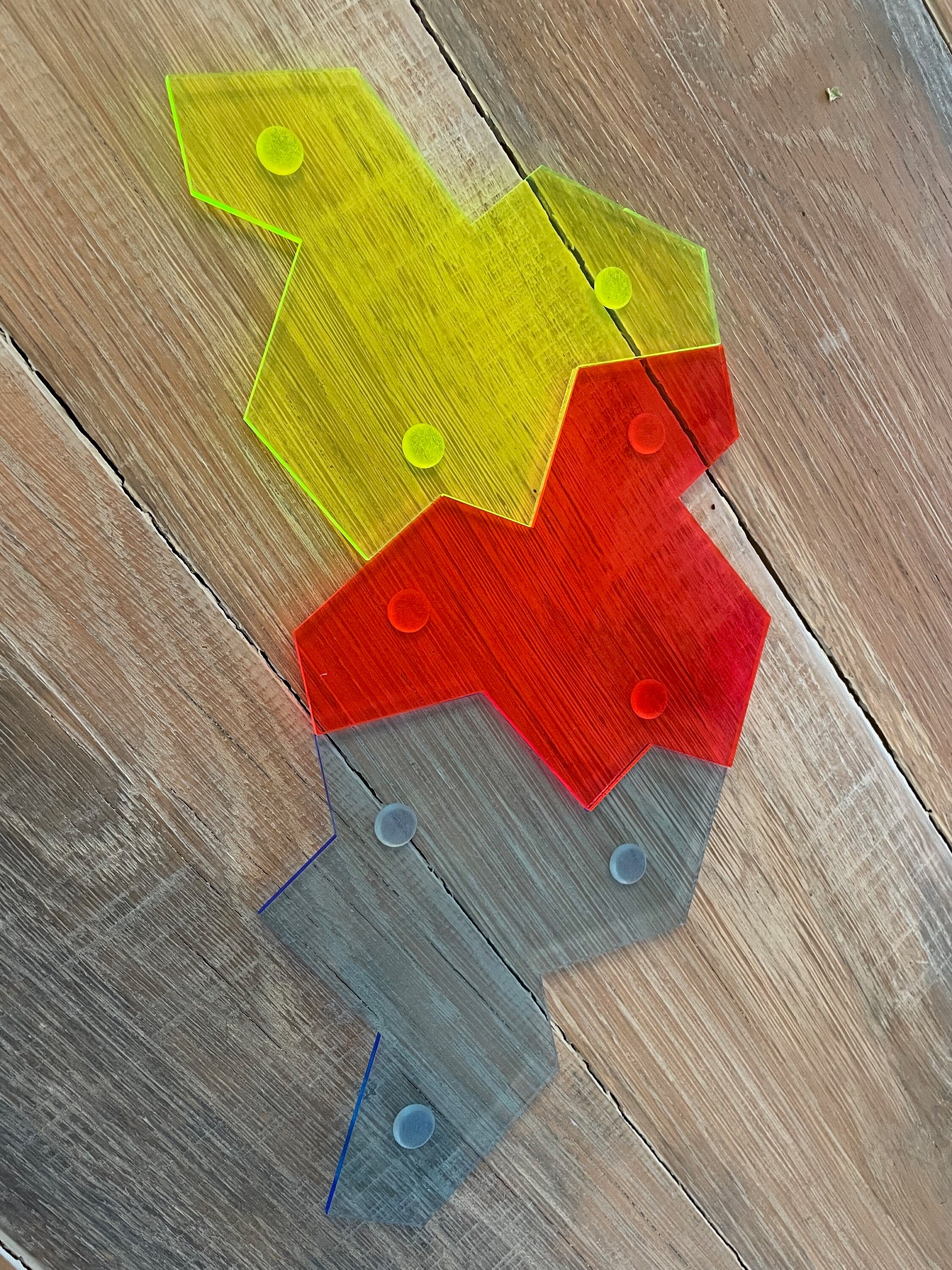 Einstein Shape the Hat Acrylic Puzzle Piece Large (2) Blue Pink Green ...