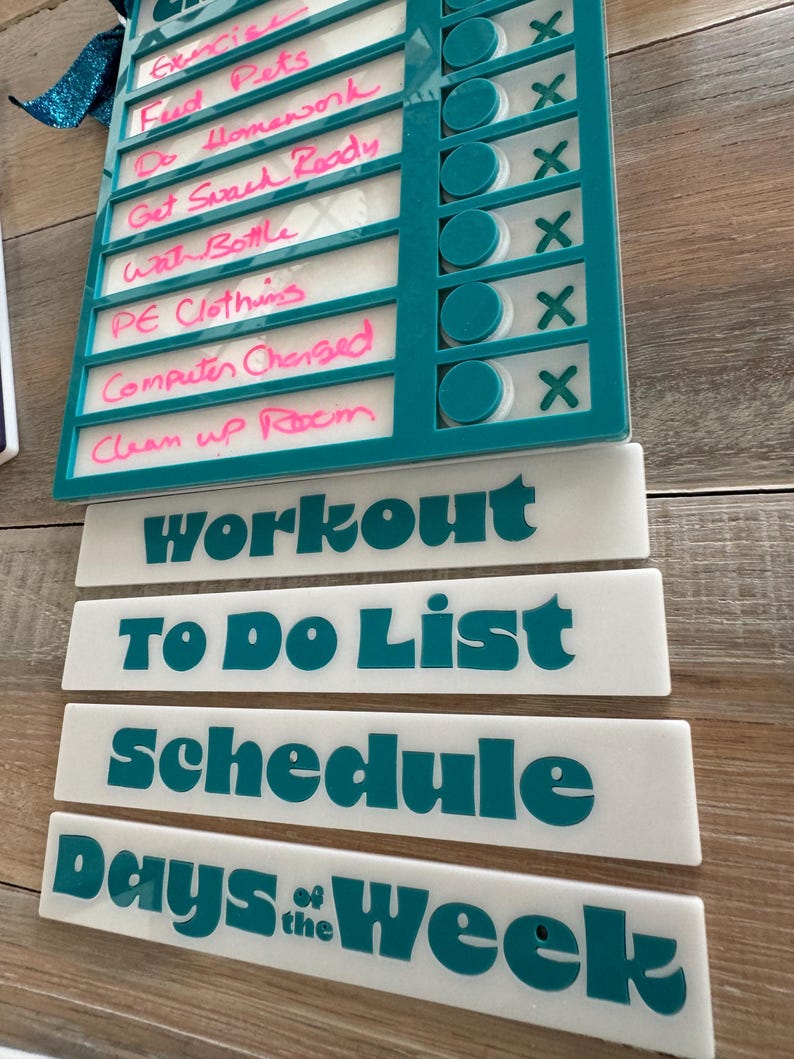 DIGITAL FILE Chore Chart to Do List Schedule Days of the Week Workout ...