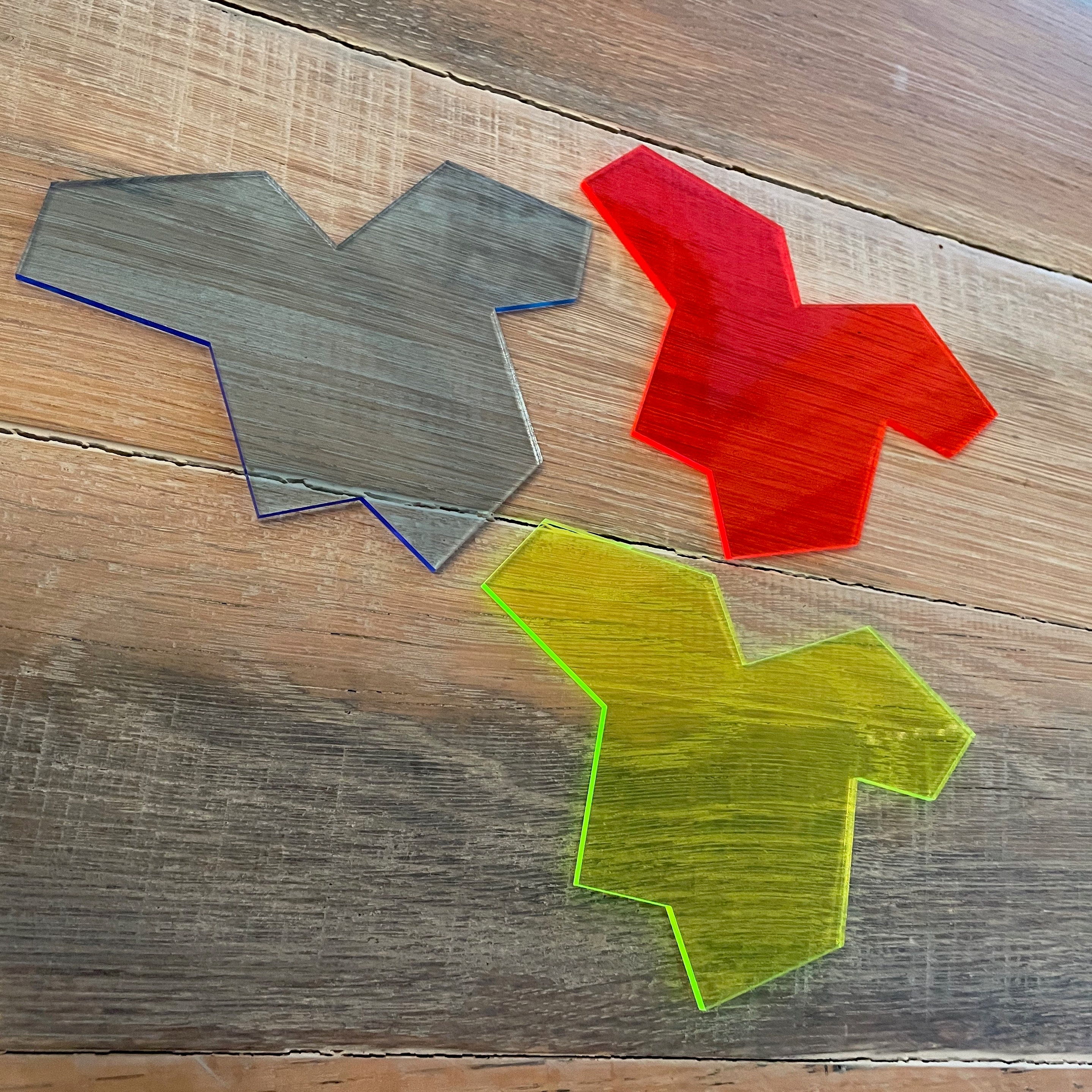 Einstein Shape the Hat Acrylic Puzzle Piece Large (2) Blue Pink Green ...