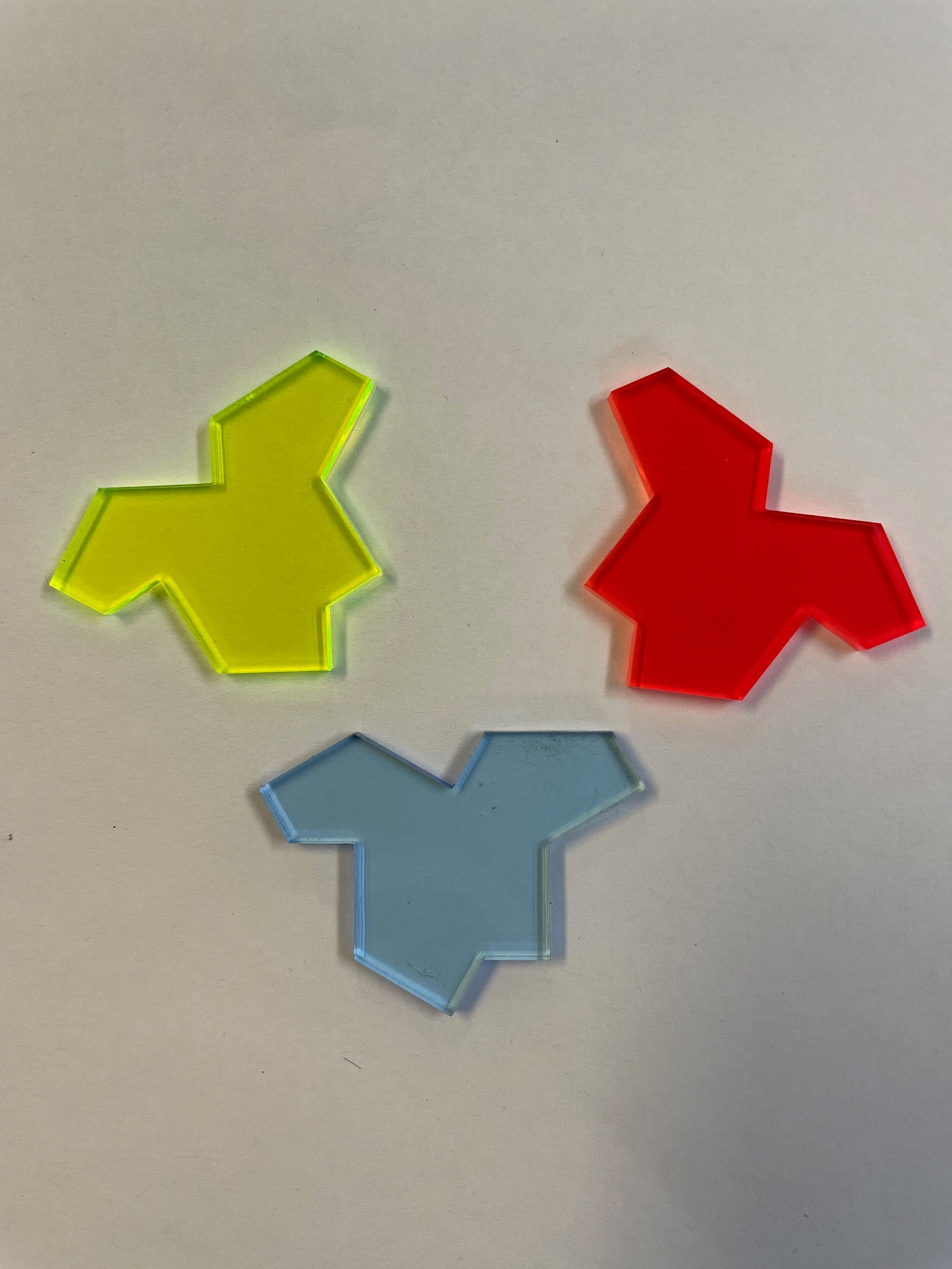 Einstein Shape the Hat Acrylic Puzzle Pieces (10) Blue Green Pink Glow ...