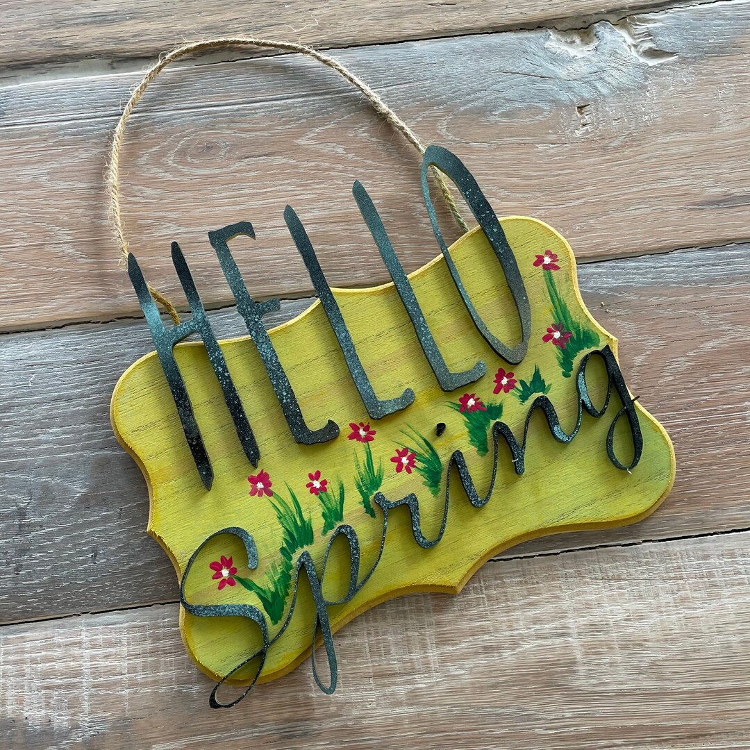 Hello Spring Sign Word Cut Out Script DIGITAL FILE - Etsy