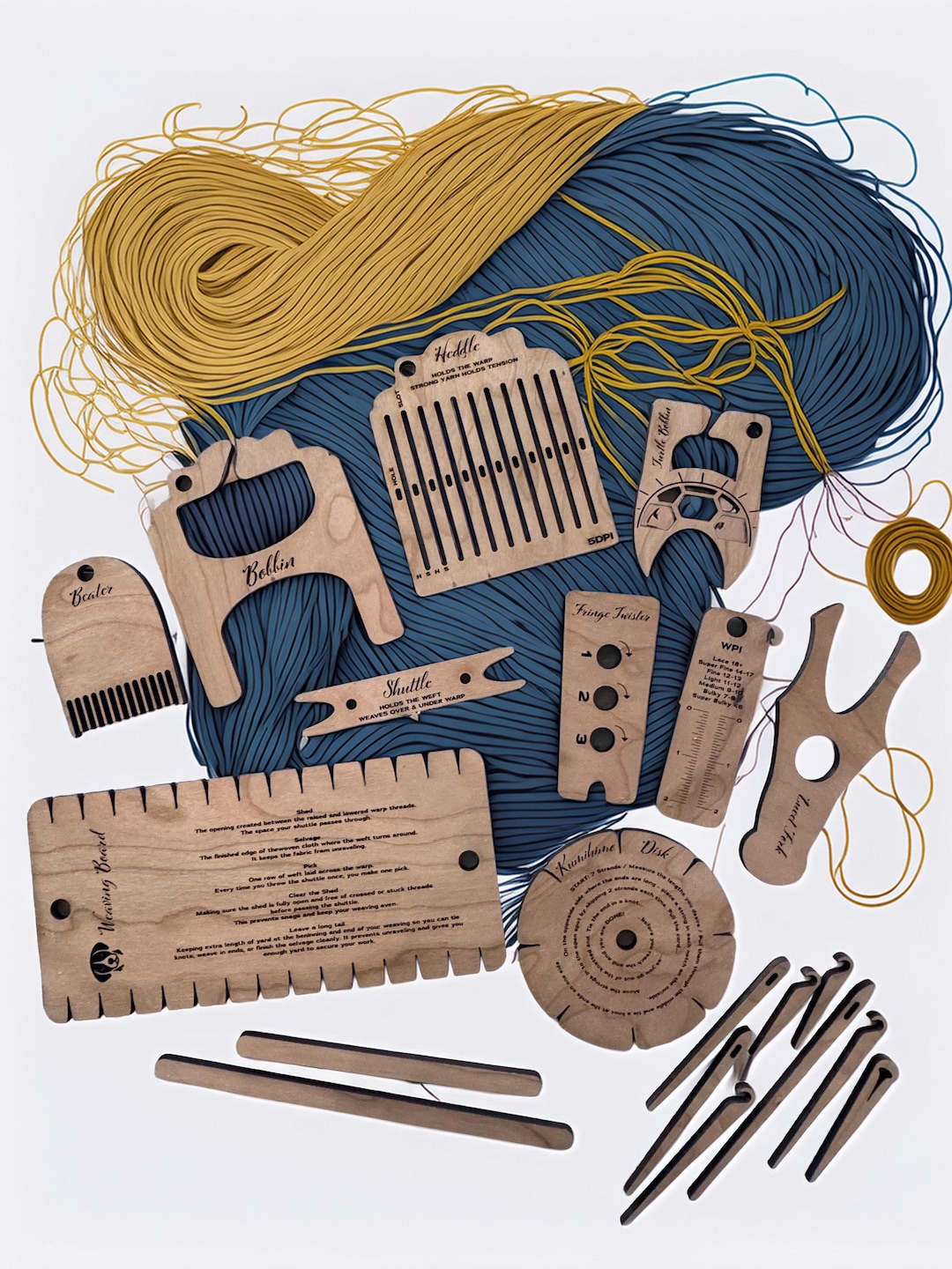 Weaving Mega‑set - Mini Loom Tools: Cards, Needles, Heddle, Shuttle - Etsy