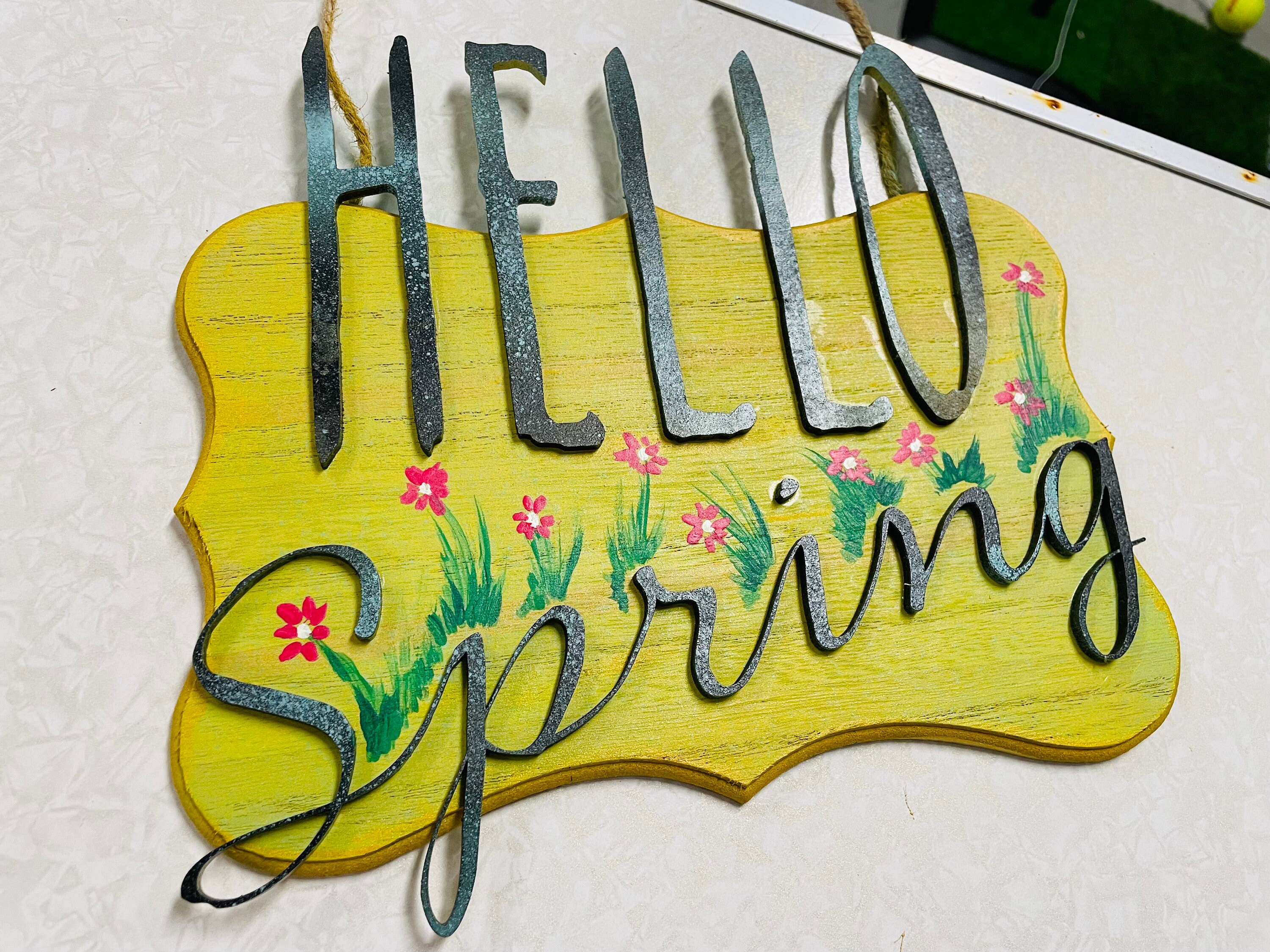 Hello Spring Sign Word Cut Out Script DIGITAL FILE - Etsy