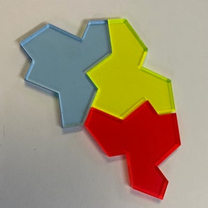 Einstein Shape the Hat Acrylic Puzzle Pieces (10) Blue Green Pink Glow ...