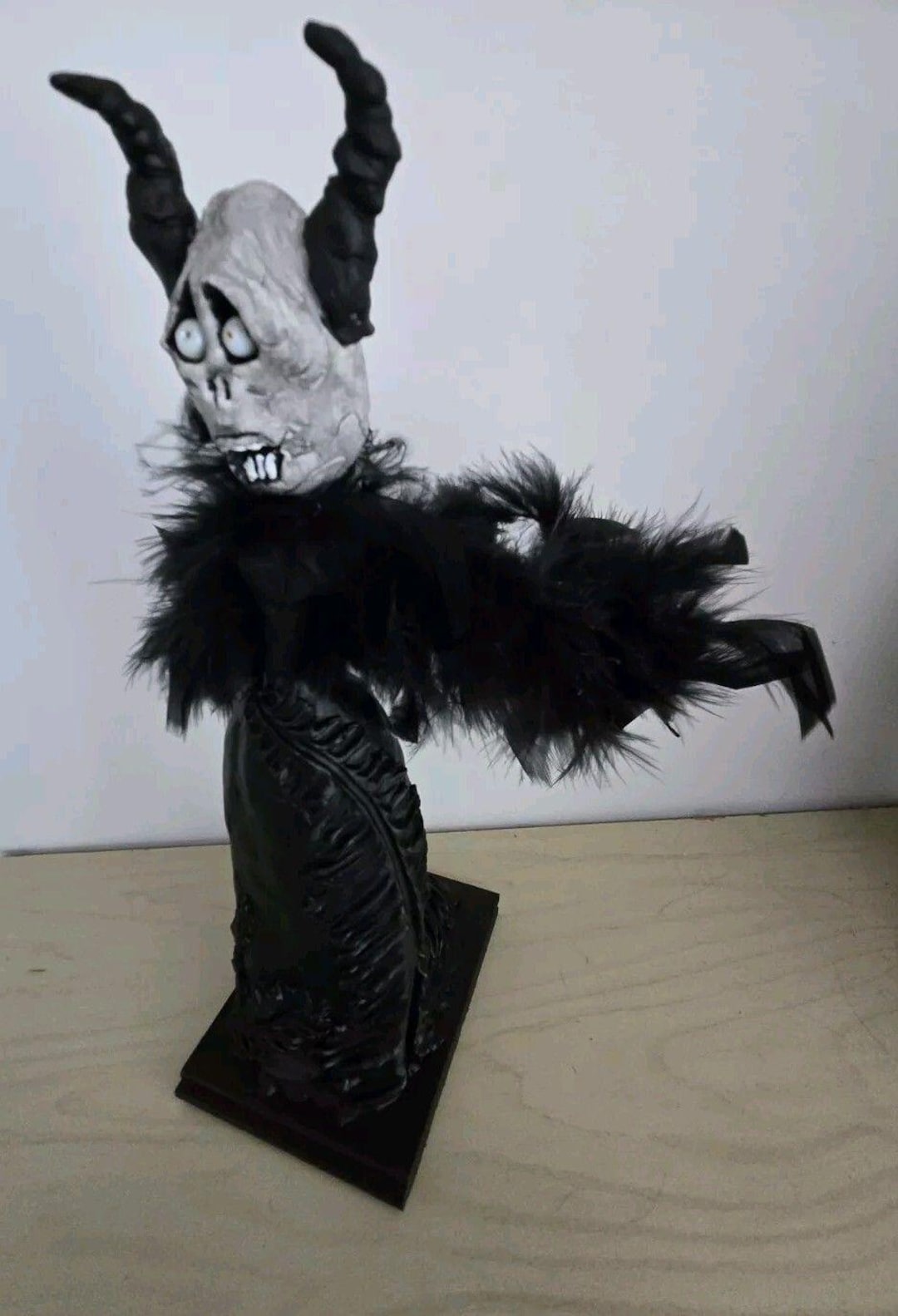 OOAK Creepy Oddity Art Doll Clay Figure Feather Winged Skeleton Ghoul ...