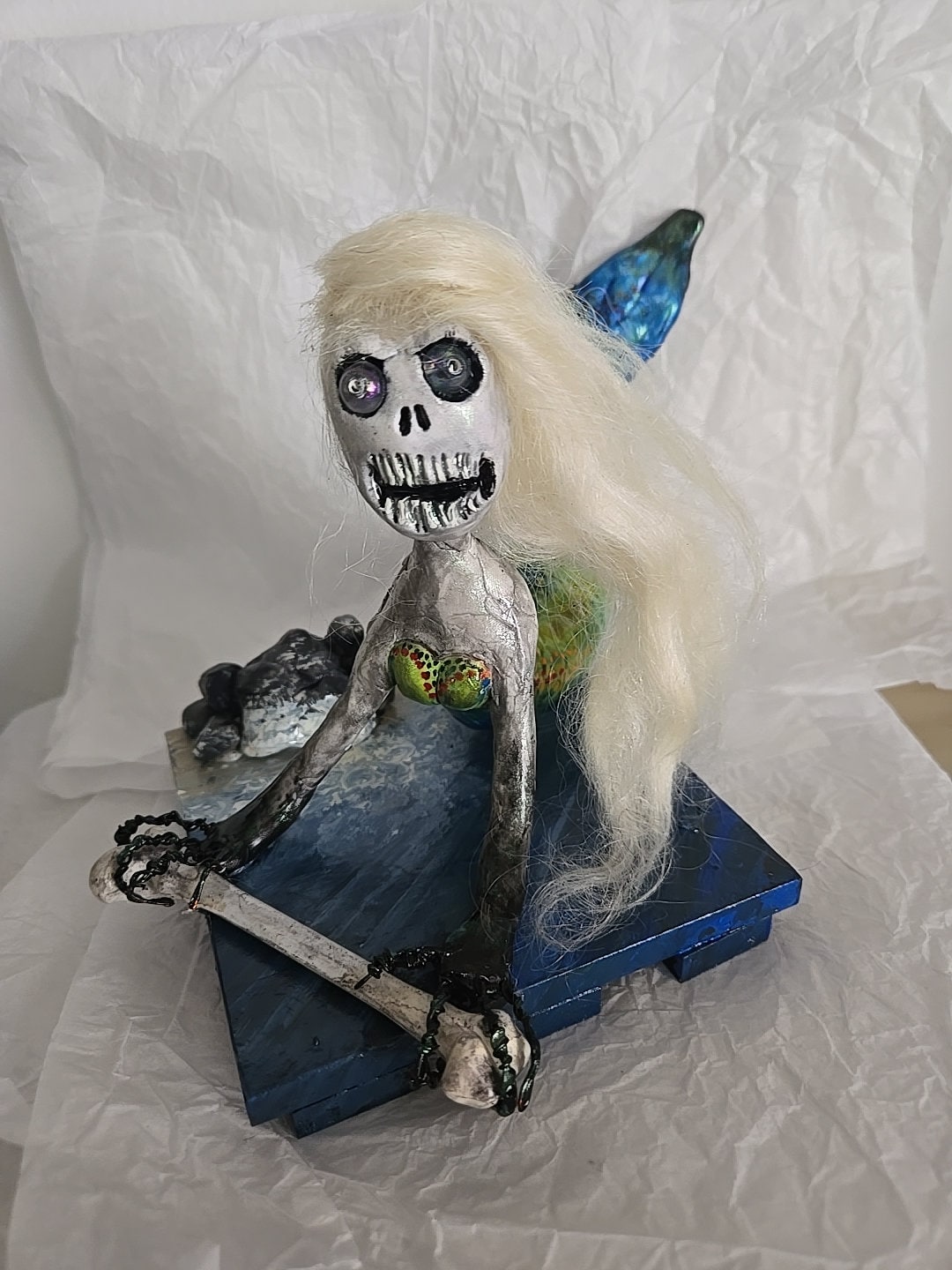 OOAK Creepy Oddities Art Doll Clay Spooky Skeleton Evil Eerie Mermaid ...