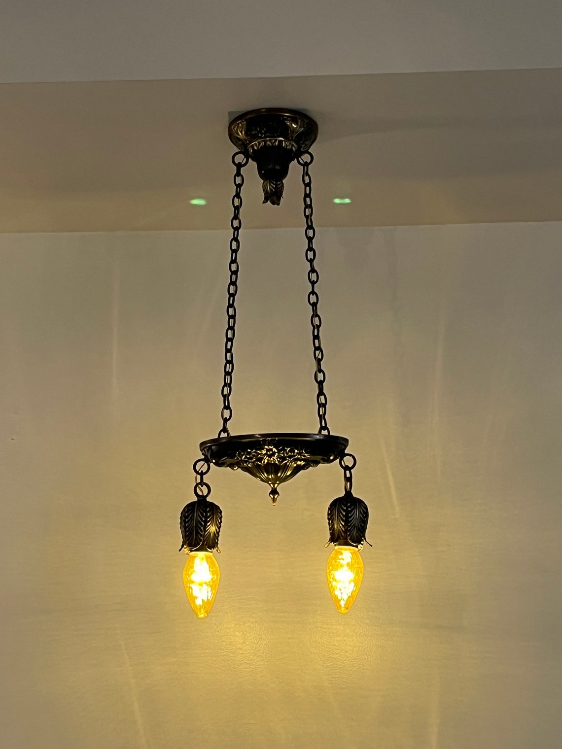 Two Arm Antique Art Deco Polychrome Ceiling Entry Light Fixture - Etsy