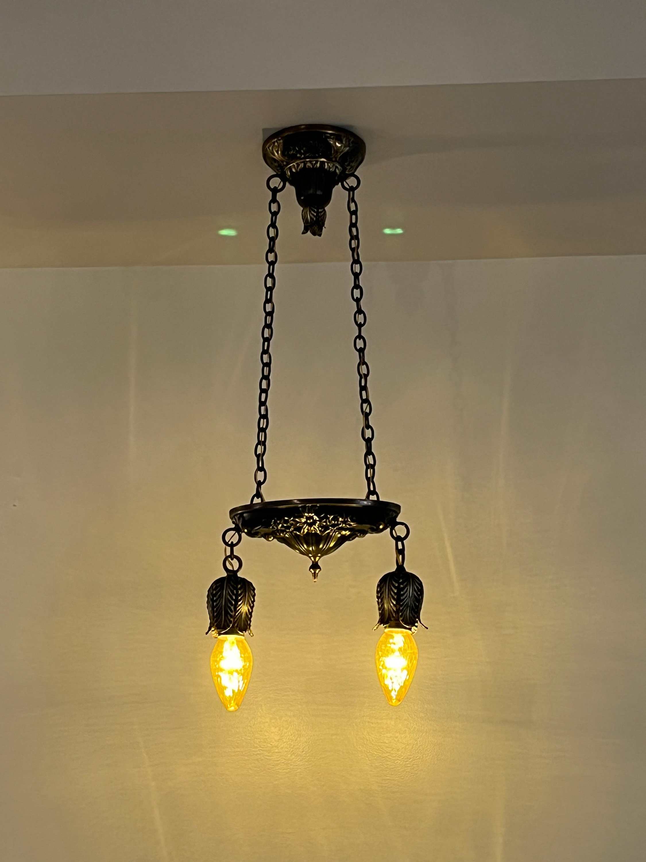Two Arm Antique Art Deco Polychrome Ceiling Entry Light Fixture - Etsy