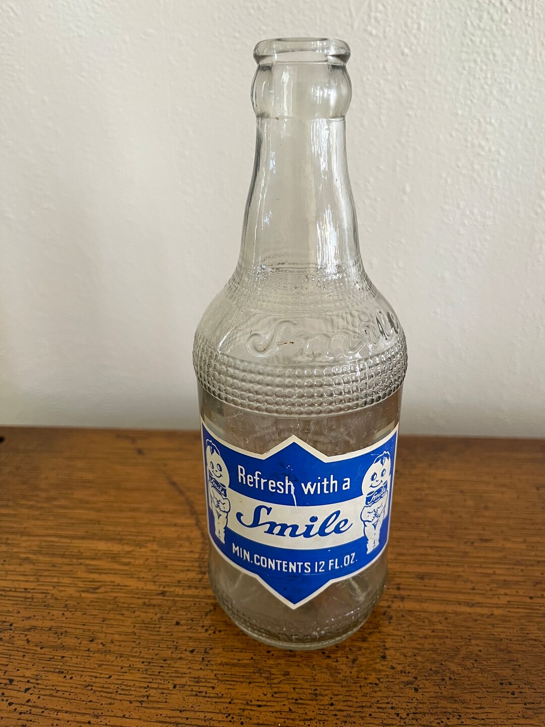 Smile 12 Oz Soda Bottle W. Blue Double Smile Boy Label - Etsy