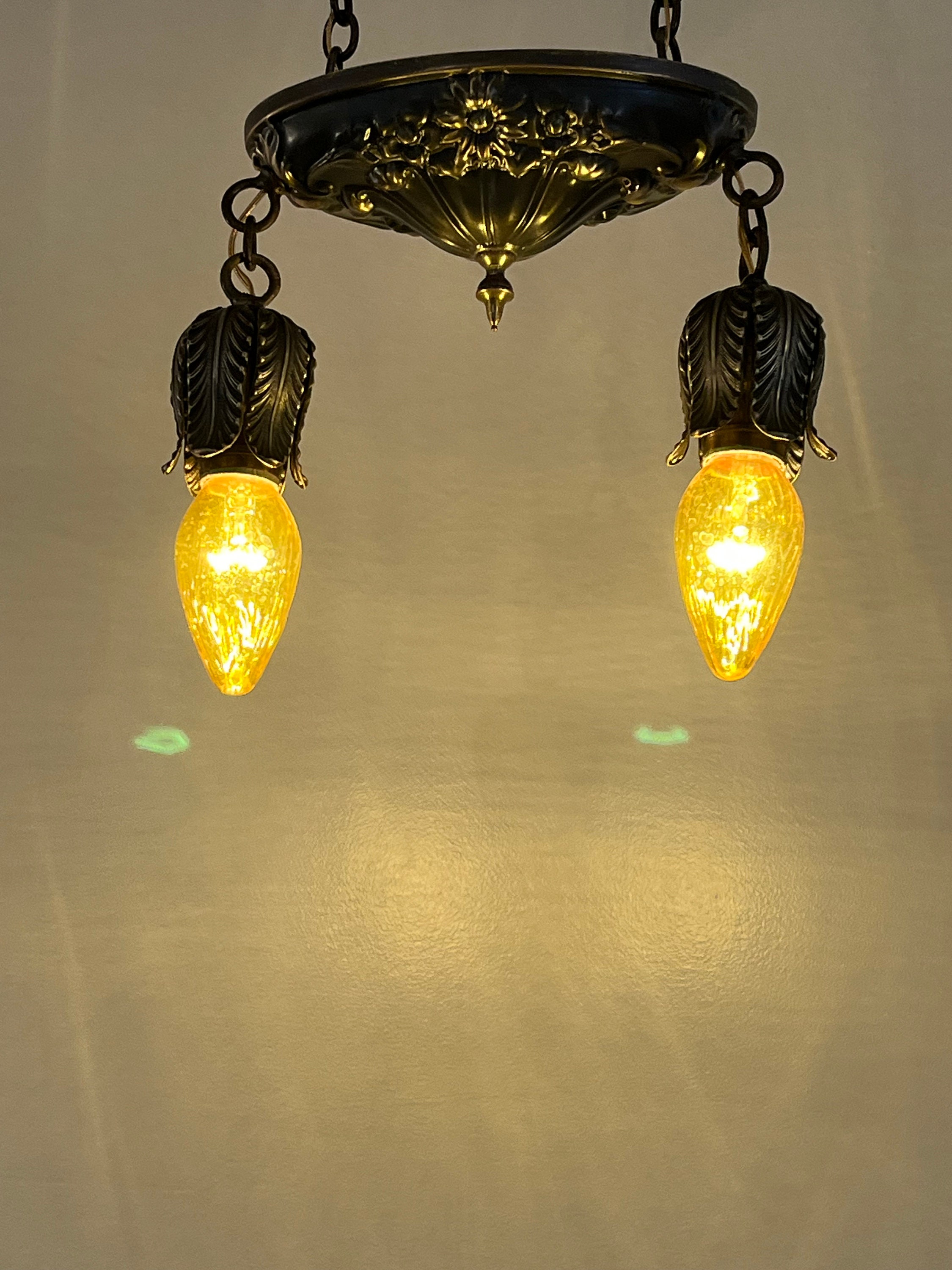 Two Arm Antique Art Deco Polychrome Ceiling Entry Light Fixture - Etsy