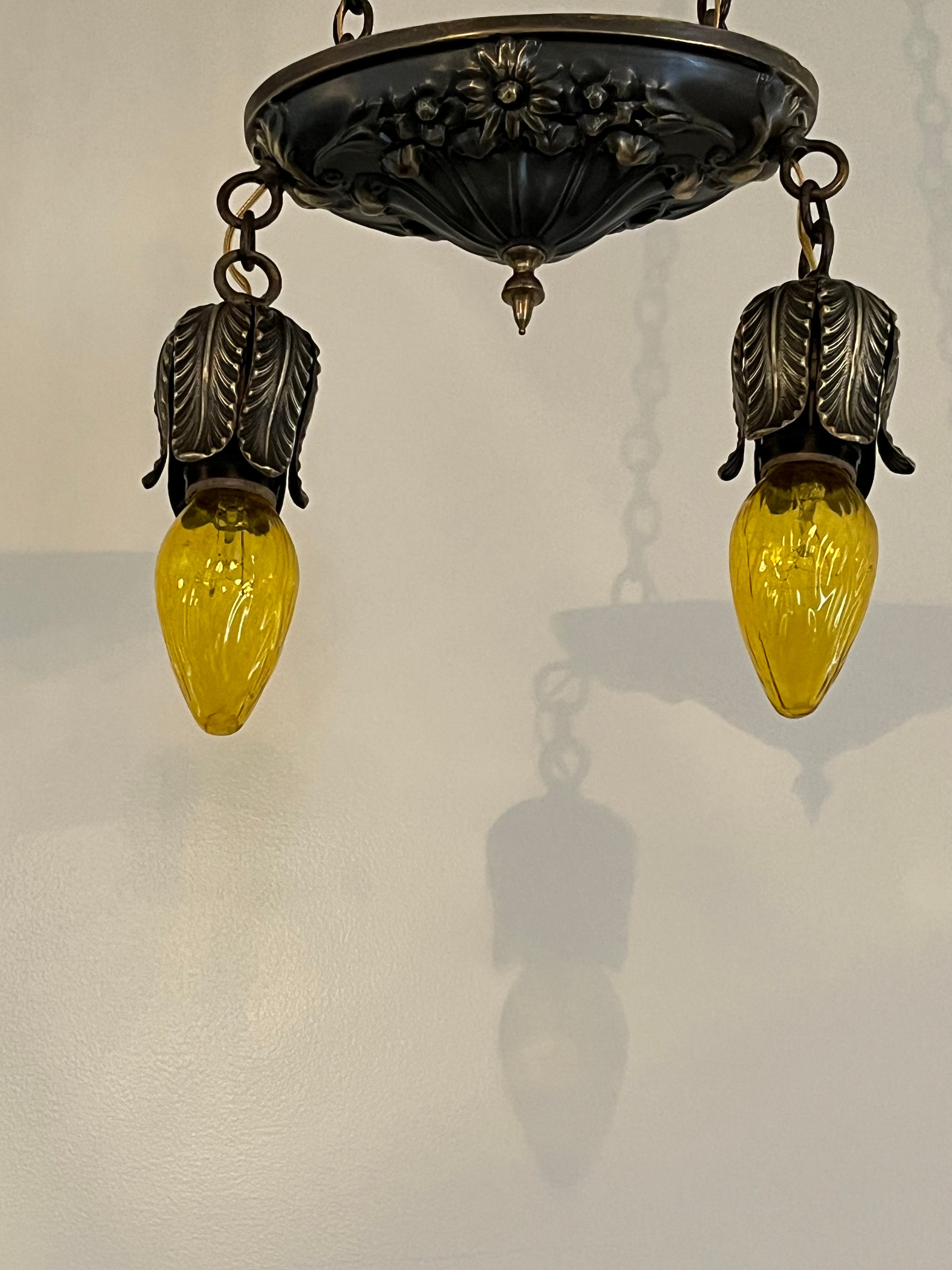 Two Arm Antique Art Deco Polychrome Ceiling Entry Light Fixture - Etsy