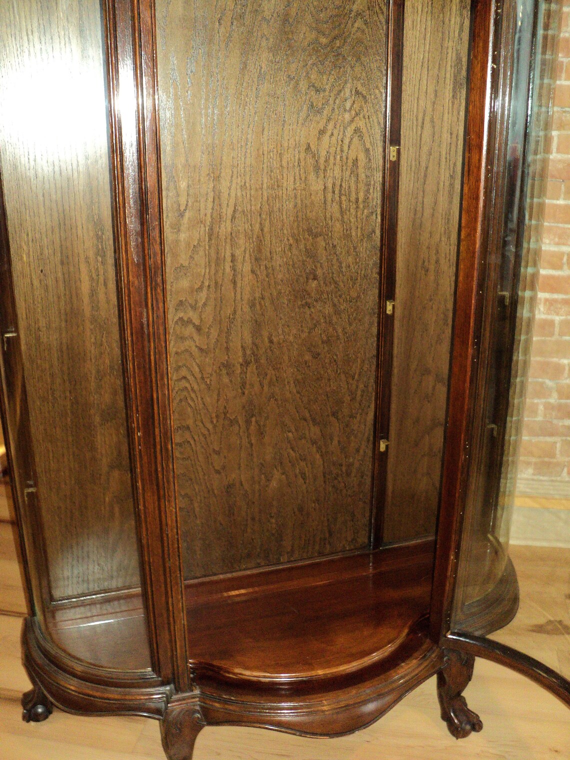 Antique Oak Curved Glass Claw Foot China Cabinet Shipping is - Etsy