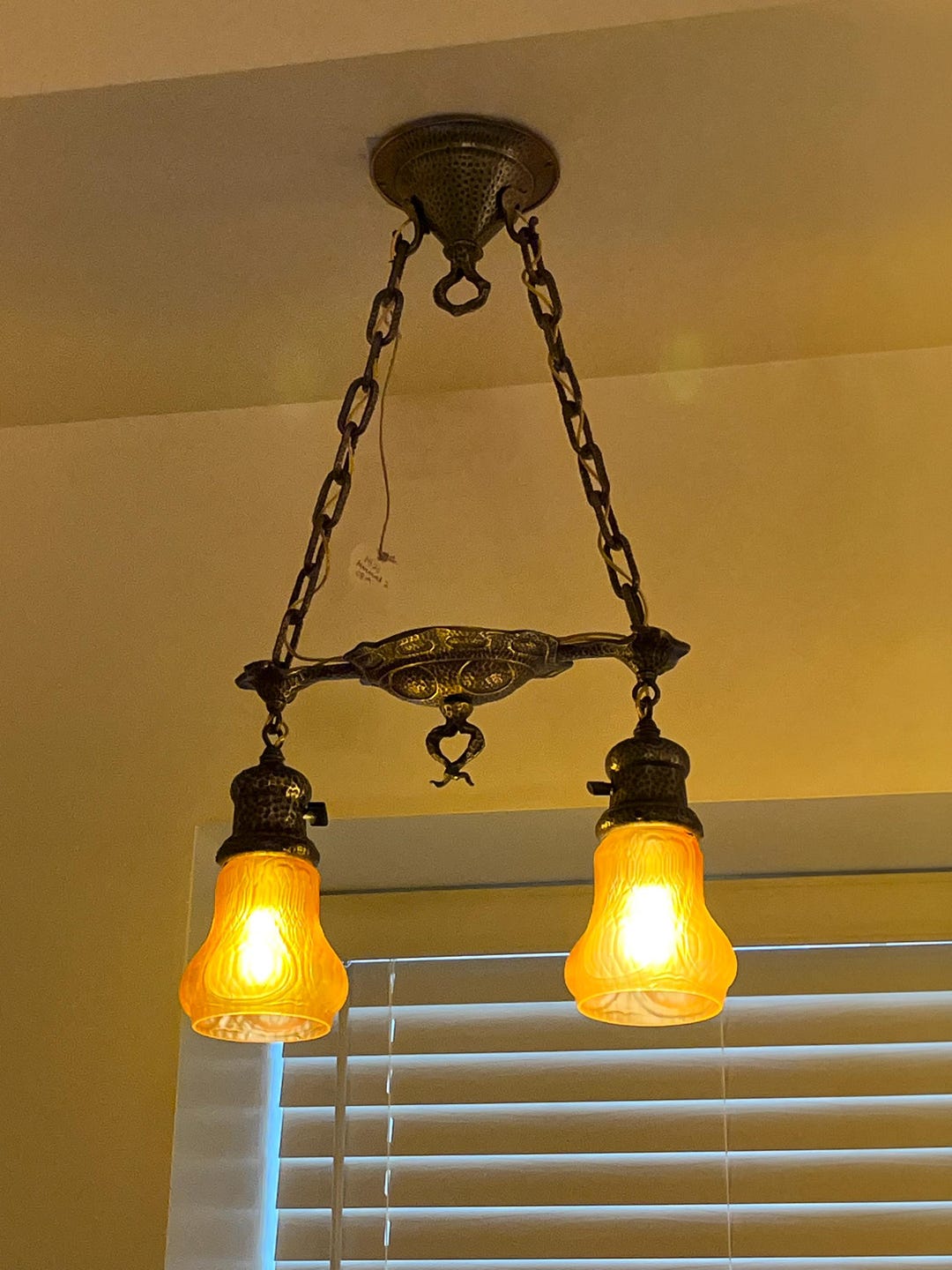 Arts & Crafts Hammered Brass 2 Arm Light Fixture, Free Shipping - Etsy