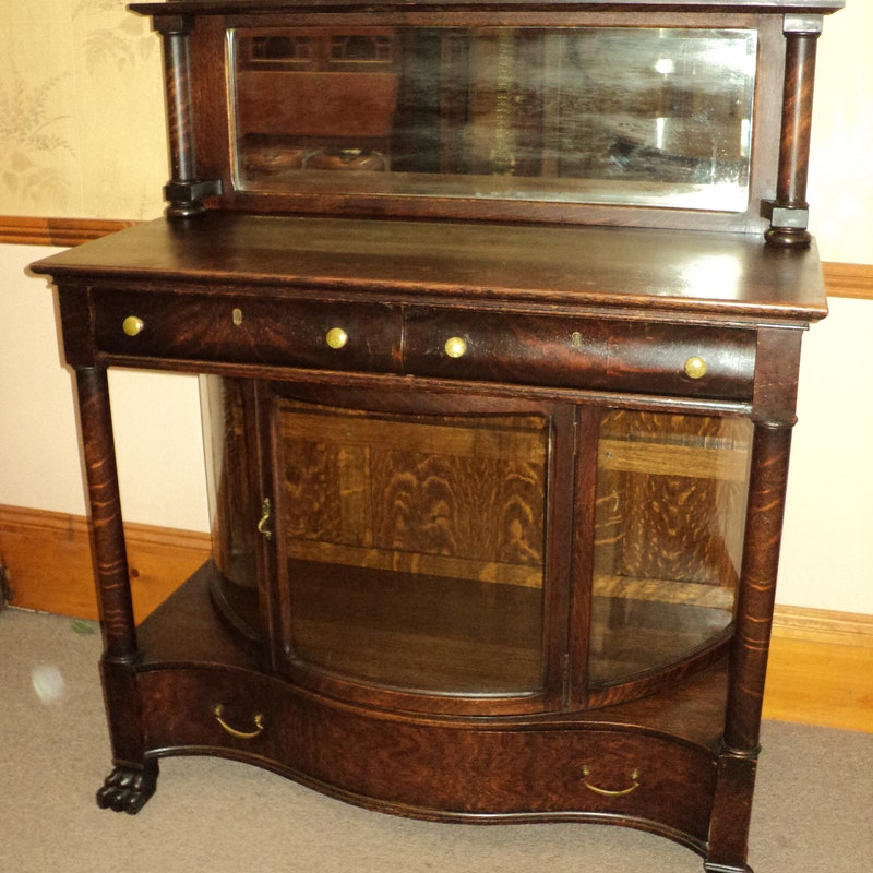 Antique Curved Glass China Cabinet Etsy 6912