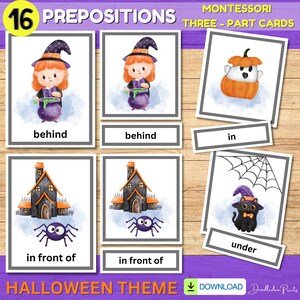 HALLOWEEN Prepositions Preschool Activity, Autumn Montessori Printable ...