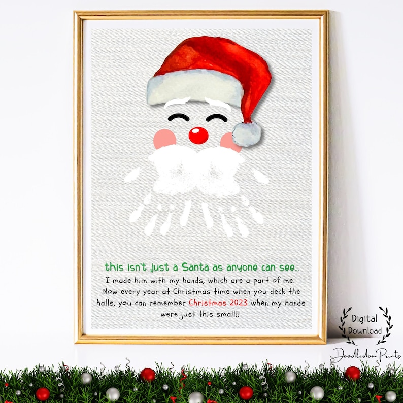 Santa Claus Handprint Craft, Father Christmas Beard, Baby Toddler Kids ...