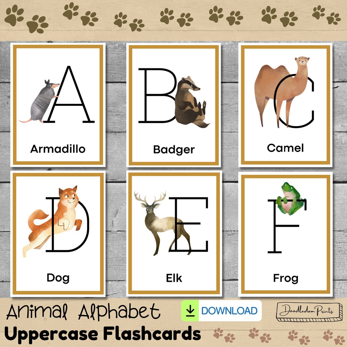 ABC Animal Flashcards, Montessori Printable Alphabet Flashcards ...