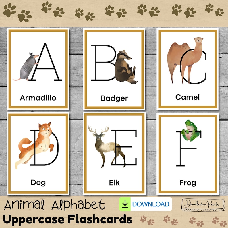 ABC Animal Flashcards, Montessori Printable Alphabet Flashcards ...
