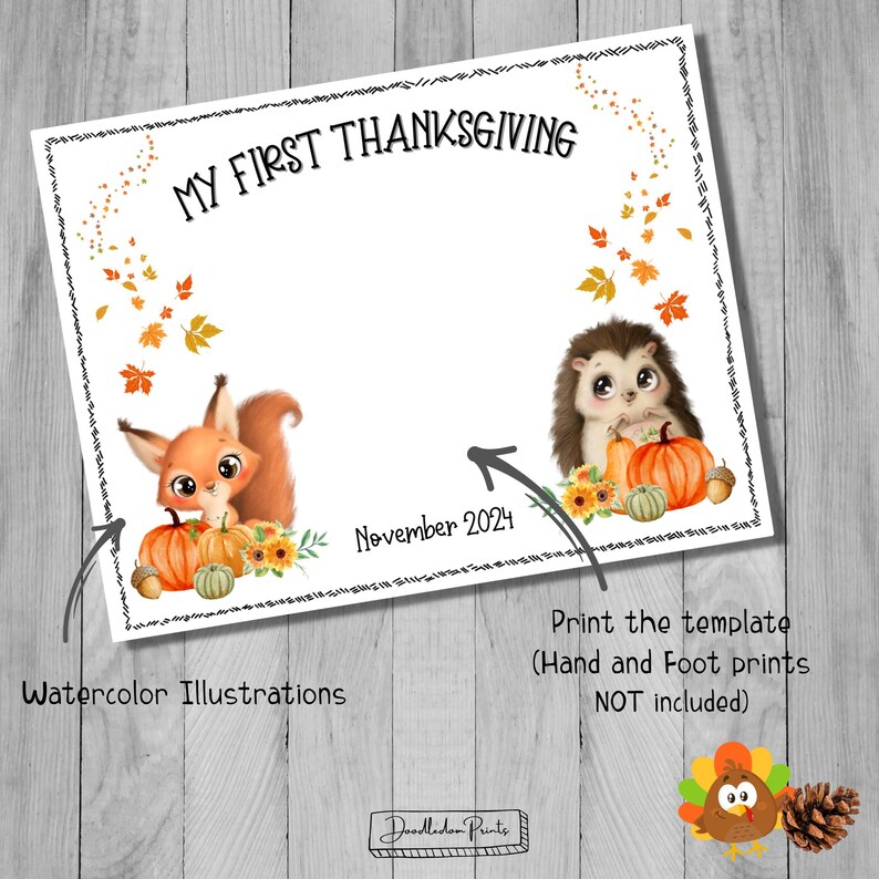 Thanksgiving Baby Handprint Keepsake Art, Autumn Fall DIY Newborn ...