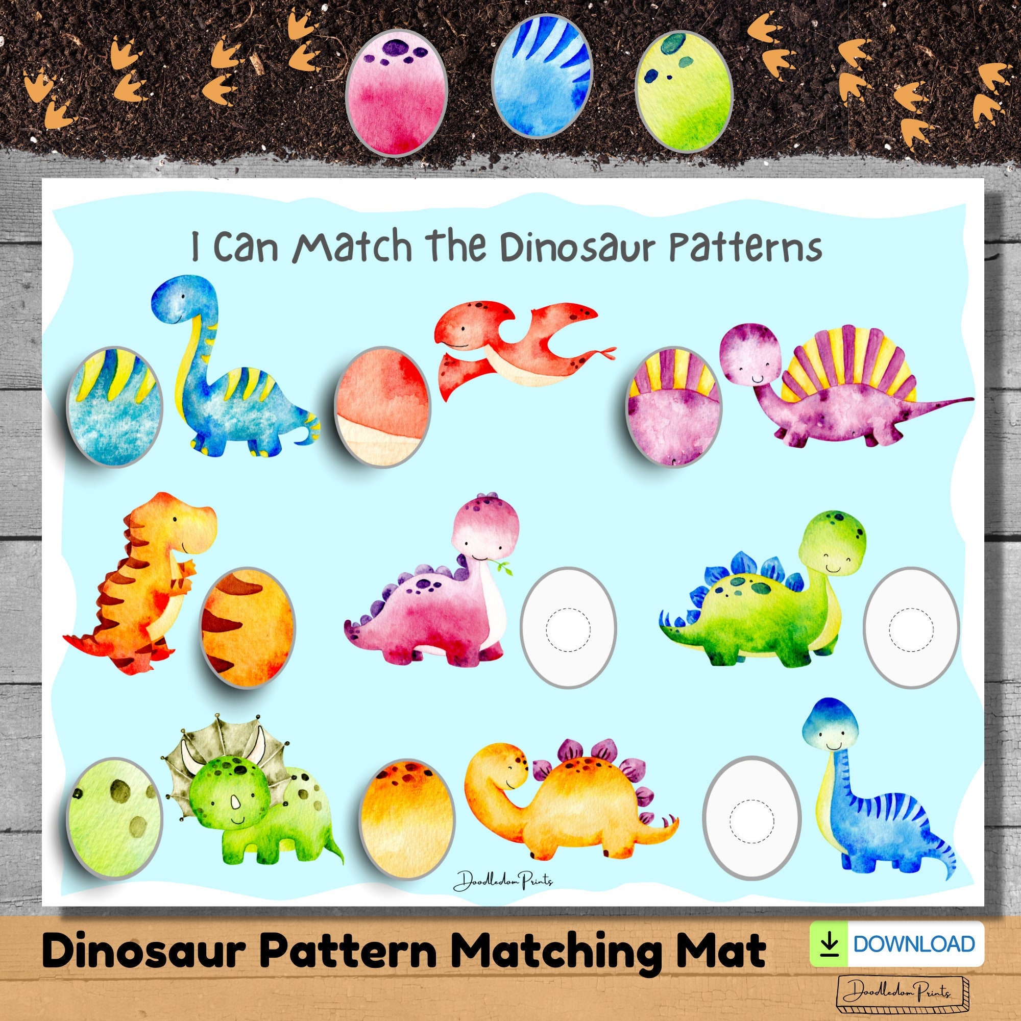 Dinosaur Matching Activity, 1 2 3 4 Year Old Toddler Montessori ...