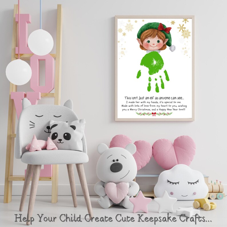Elf Handprint Art, Printable Christmas Keepsake Craft, DIY Xmas Gift ...