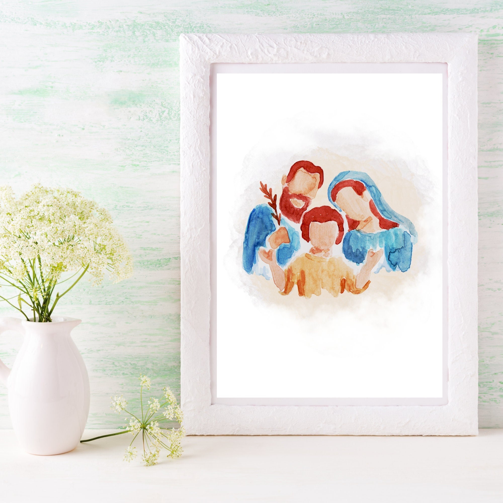 Catholic Printable, Holy Family Watercolor Painting, Catholic ...