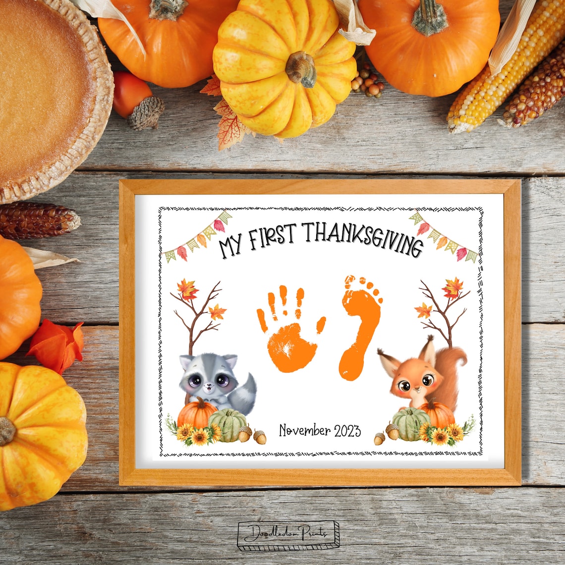 Thanksgiving Baby Handprint Keepsake Art, My First Thanksgiving ...