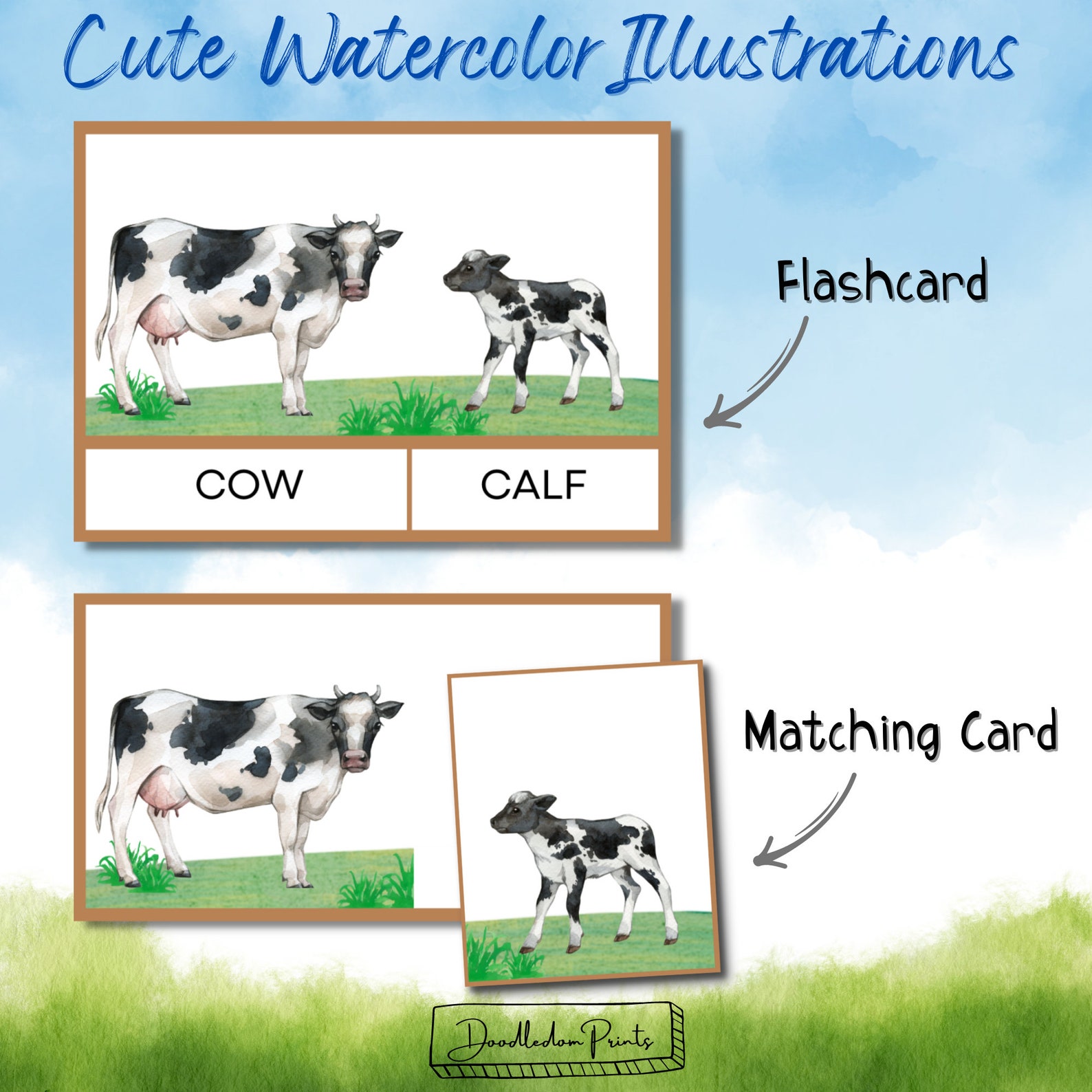 Farm Animal Mother and Baby Matching Cards, Farm Flashcards, Farm ...