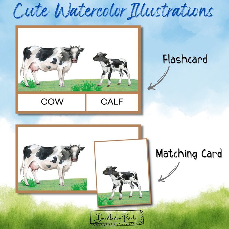 Farm Animal Mother and Baby Matching Cards, Farm Flashcards, Farm ...