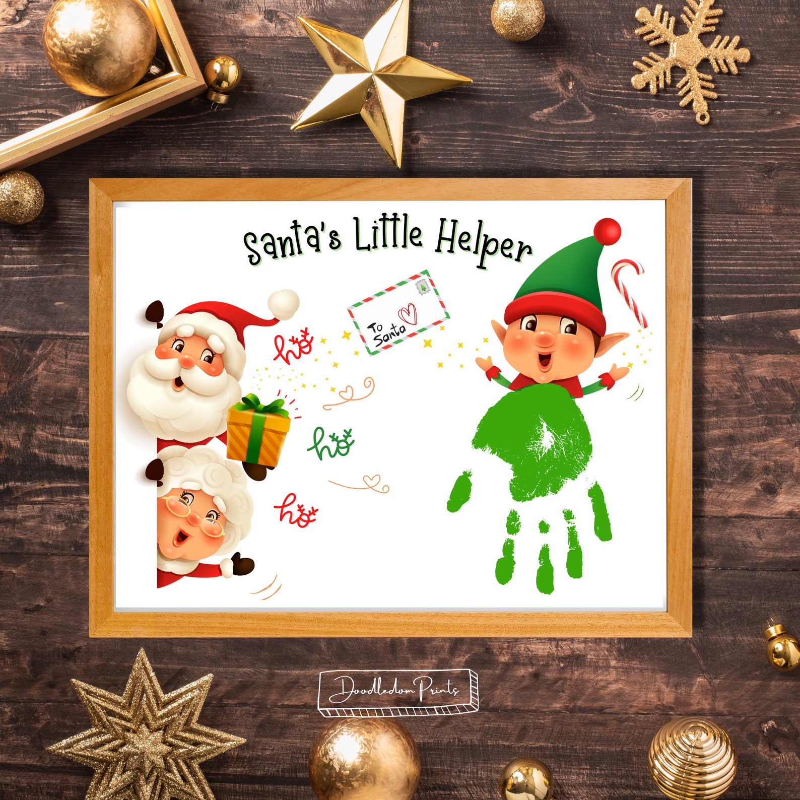 Christmas Handprint Art Gift, Printable Christmas DIY Card, Christmas ...