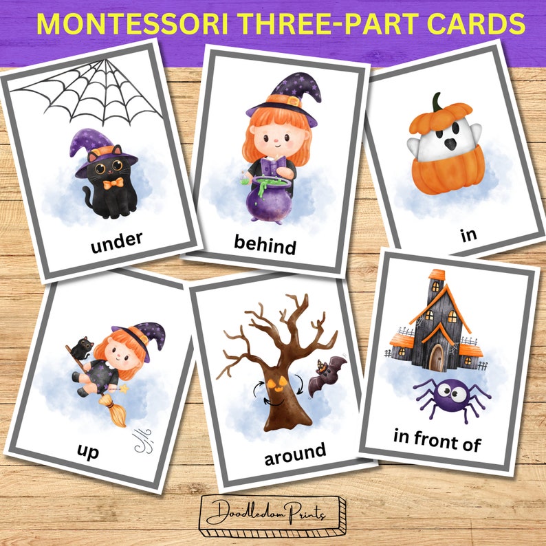HALLOWEEN Prepositions Preschool Activity, Autumn Montessori Printable ...