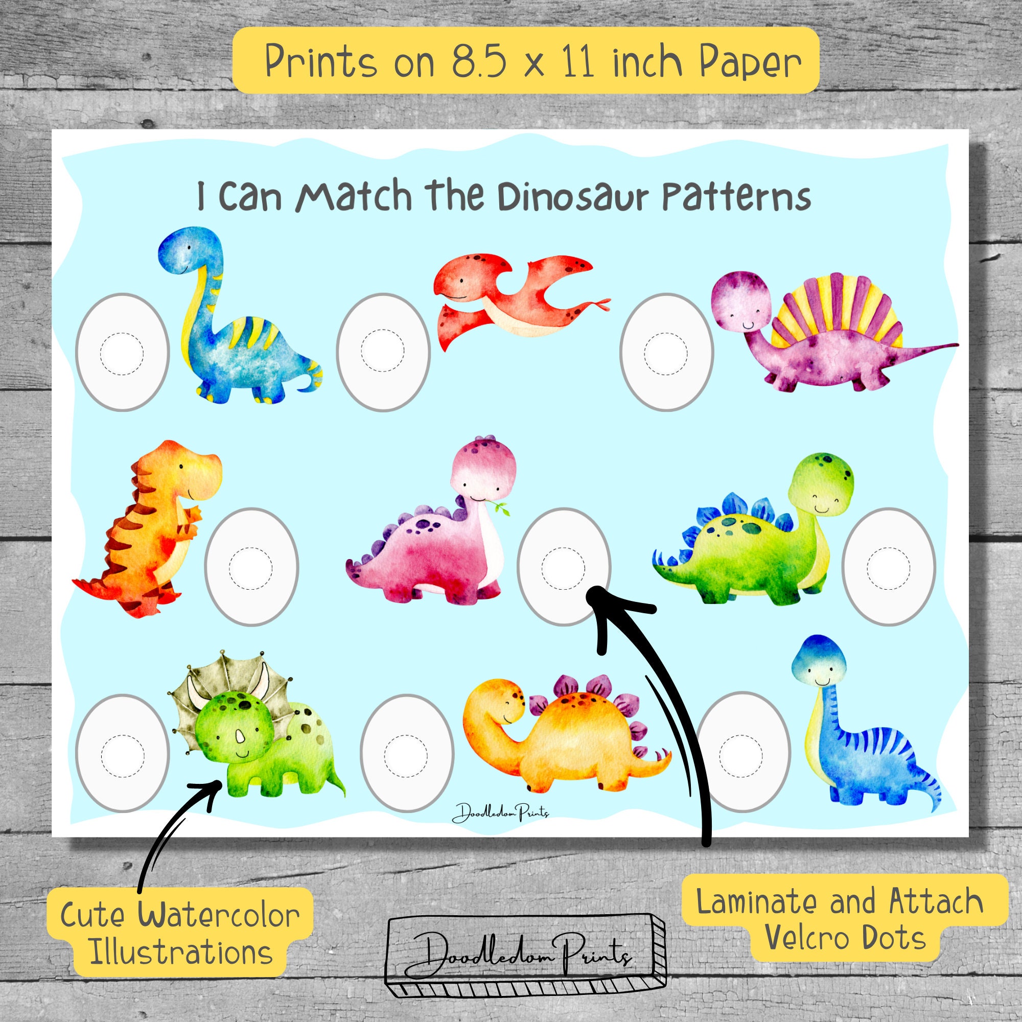 Dinosaur Matching Activity, 1 2 3 4 Year Old Toddler Montessori ...